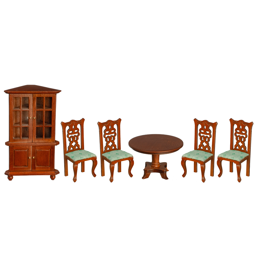 1 Inch Scale Dollhouse Dining Room Set In Green And Walnut Real Good Toys